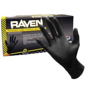 66518 Raven 6 mil Black Nitrile Disposable Gloves, 100ct/box Case/10 ...