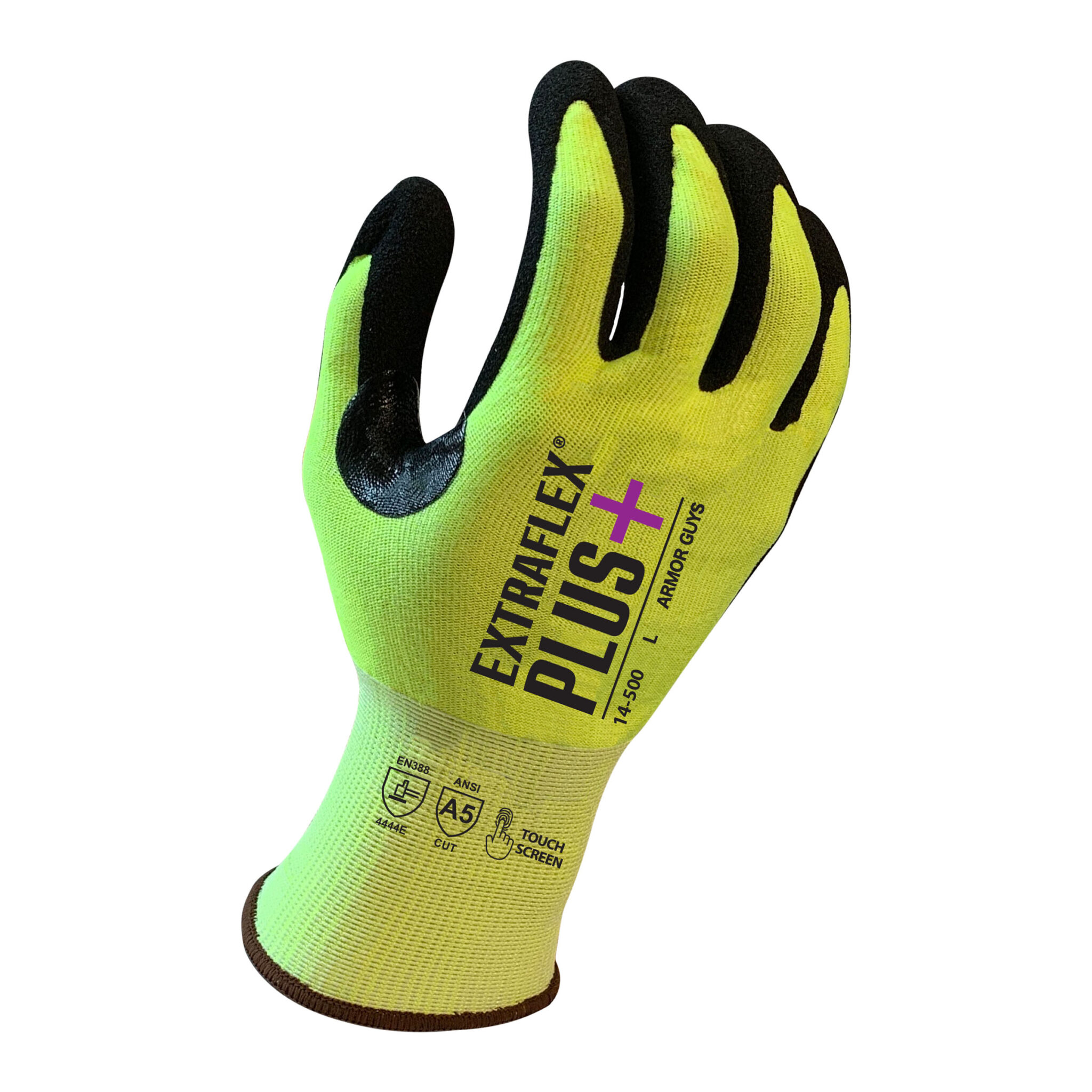 Armor Guys 14-500 Extraflex+ Plus Hi-Vis MicroFoam Coated Cut A5 Gloves